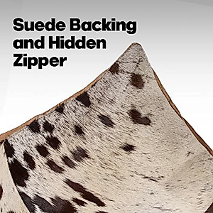 Set of 2, Natural Torino Cowhide Throw Pillows with Poly Insert | Kobe Accent Pillows Handcrafted from 100% Cow Hide, S&P Choco & White, 12 in x 20 in