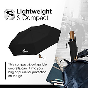 Weatherproof Deluxe Automatic Rain Umbrella, Compact, Lightweight, and Wind Resistant Folding Umbrella for Travel, Full 54 Inch Arc, Black
