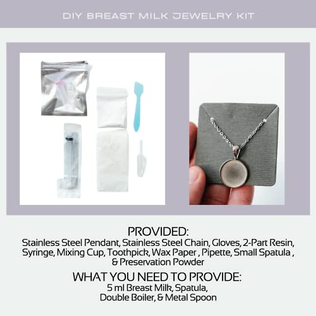Breast Milk Jewelry DIY Kit - Stainless Steel Keepsake for Breastfeeding Moms