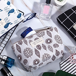 Boao 6 Pieces Canvas Cosmetic Bags Pouches for Purse with Zipper Printed Makeup Bag Multi Function Canvas Travel Pouch Organizer Pouch for Women Vacation Travel, 6 Styles(Grid Style)