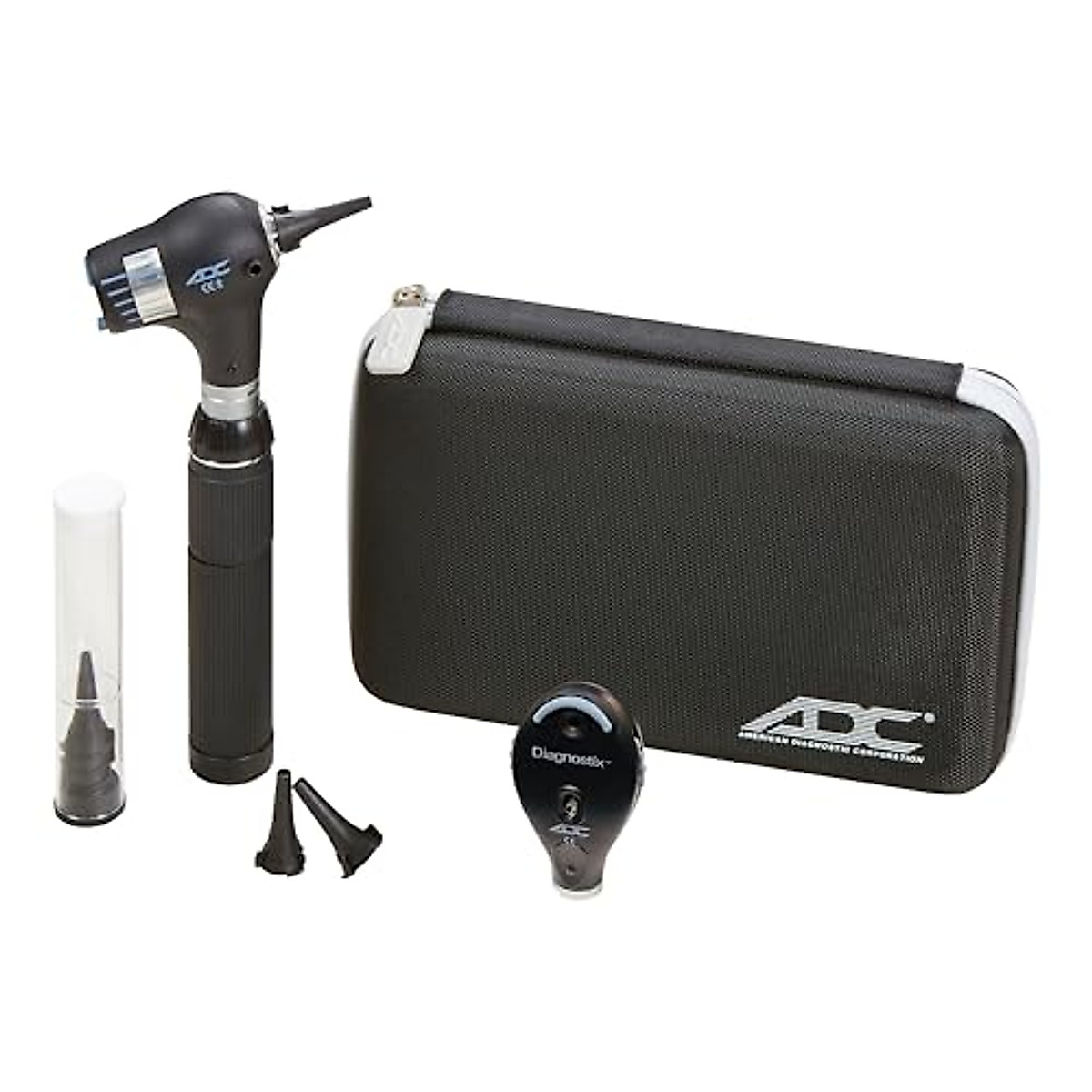 ADC Portable Diagnostic Set Plug-in Rechargeable, with PMV Otoscope and Coax Ophthalmoscope, LED Lamps, 3.5V, Hard Case, Diagnostix 5480L