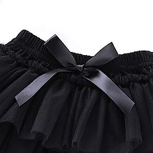 OPAWO Baby Girls Tutu Skirt Infant Toddler Tulle Dress Skirt Baby Bloomers with Diaper Cover Cake Smash Outfit Girl 0-24 Months(Black)