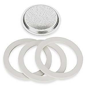 Original Bialetti 1-Espresso Cup Moka Express | Espresso Maker Machine with Extra Genuine Bialetti Replacement Filter and Three Gaskets Bundle (1-cup, 2.0 fl oz, 60 ml)