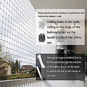 Cat Balcony Net Cat Netting Balcony Rail Net Cat PET Balcony Anti Fall Netting Cat Fence Nets Transparent Nylon Pet Mesh Fence Anti Fall Netting for Balcony Window Stairs (10 * 13ft, Black)