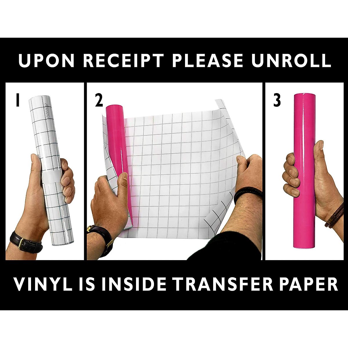 VViViD DECO65 12" x 5ft 6 Craft Vinyl Roll Bundle Includes 12" x 24" Transfer Paper Roll and 2 Precision Hooks for Weeding - M0