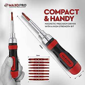 MaxoPro Ratcheting Screwdriver Set with Magnetic Tips - 19 In 1 Ratchet Multi Screwdriver - Portable and Multipurpose All In One Screwdriver, Phillips//Torx-Star/Hex/Square Bits
