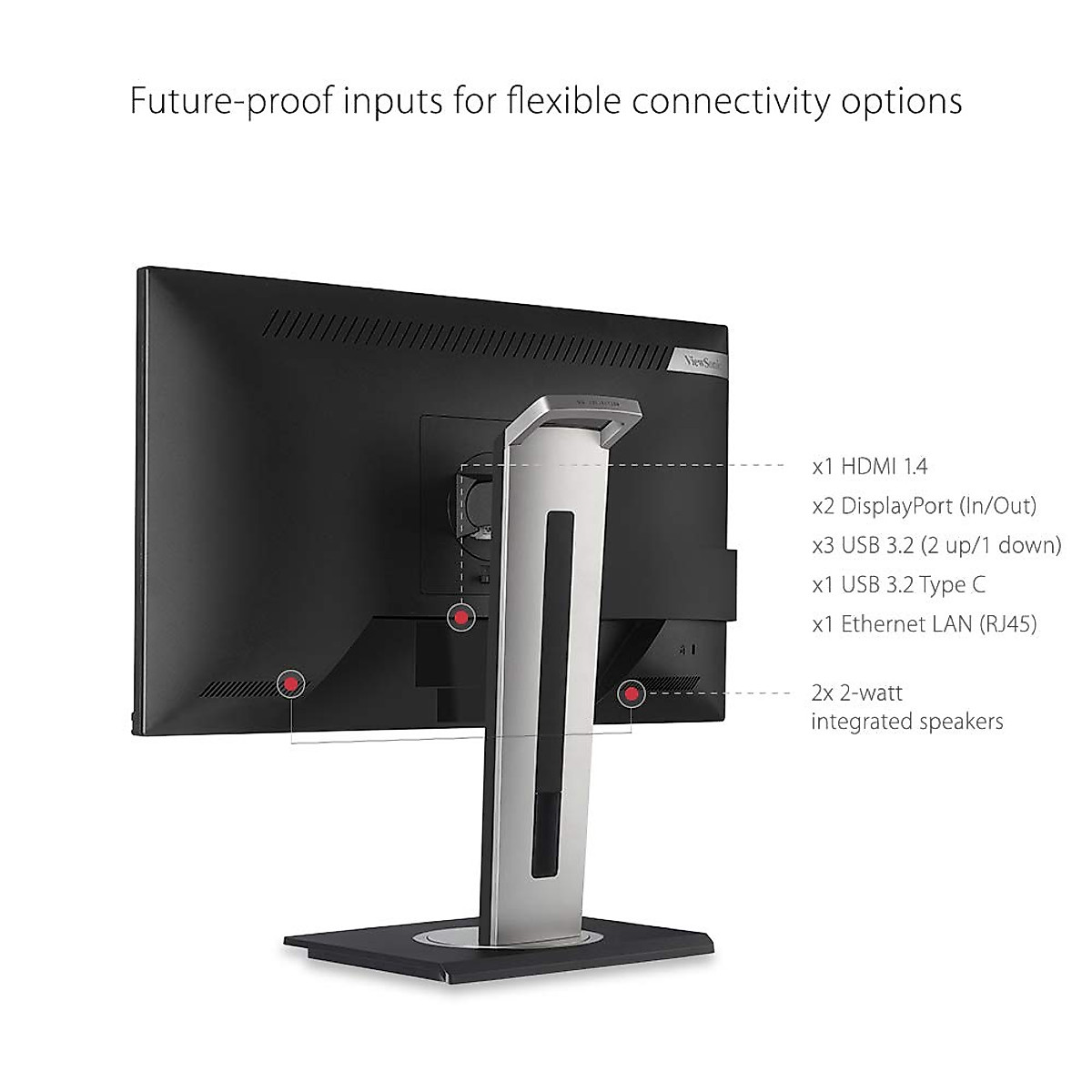 ViewSonic VG2456 24 Inch 1080p Monitor with USB 3.2 Type C Docking Built-in Gigabit Ethernet and 40 Degree Tilt Ergonomics for Home and Office (Renewed)