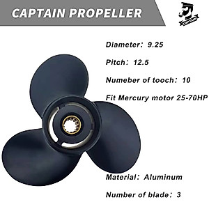 Boatman 10 1/2x13 Aluminum Outboard Boat Propeller fit Mercury Engines 25-70 Hp,13 Spline Tooth,RH,OEM NO.48-816704A45