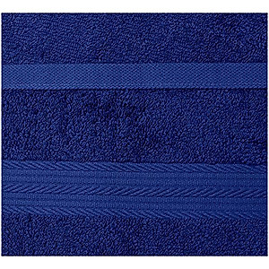Amazon Basics Fade Resistant Cotton Washcloth, Hand Towel, Pack of 6, Navy Blue, 12" x 7"