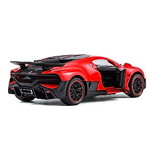 haomsj Bugatti Divo Diecast Metal Model Cars for Boy Toys Age 3-12 Pull Back Vehicles with Music Doors and Hood Can Be Opened(RED)