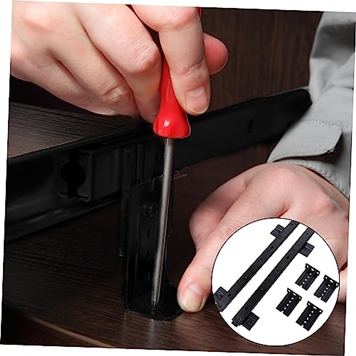 DOITOOL 1 Pair Guide Computer Tray Cabinet Drawer Desk Trays Keyboard Slide Furniture Slides Tray Keyboard Slide Rail Bracket Cupboard Rail Rack Cold Rolled Steel Black Furniture Slides