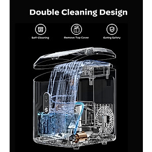 Nugget Ice Maker Countertop, Silonn Chewable Pellet Ice Machine with Self-Cleanin Function, 33lbs/24H Portable Ice Makers for Home Kitchen Officce, Stainless Steel