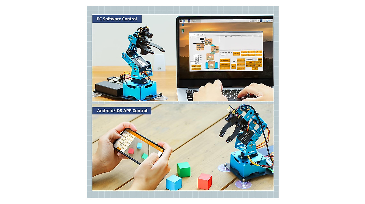 HIWONDER Raspberry Pi 5 AI Vision Robotic Arm - Programmable Mini Robot Kit