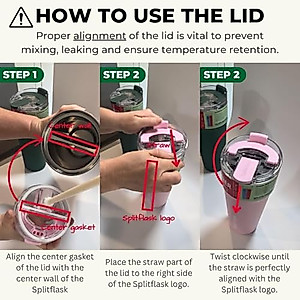 2-in-1 Hot & Cold Vacuum Insulated Tumblers, 30oz Stainless Steel Dual Chamber, Leak-Proof, BPA-Free, Fits Cup Holder, Travel Coffee Mug, Split Cup, 2 Drink, 2 Sides, Coffee & Water (Elle Pink)