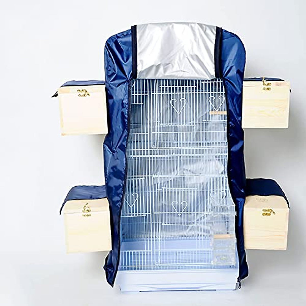 UCATQ Bird Cage Covers, Dark Blue Color Large Birdcage Cover, Warm Windproof Waterproof Shell Shield for Square or Long Cage Crate