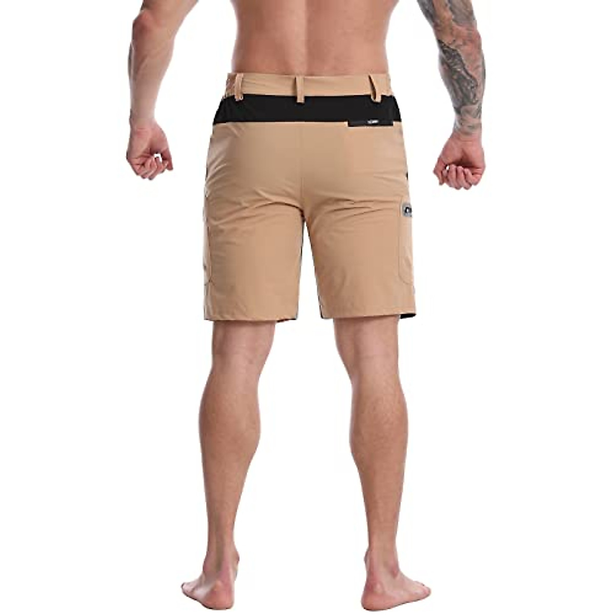 Surenow Men's Hiking Cargo Shorts Lightweight Quick-Dry Shorts Summer Outdoor Fishing Shorts Camping Travel Shorts for Men Khaki