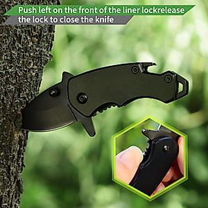 Small Folding Pocket Knife for Men – Compact EDC Keychain Knife with Clip for Camping, Hiking, Everyday Use, Black