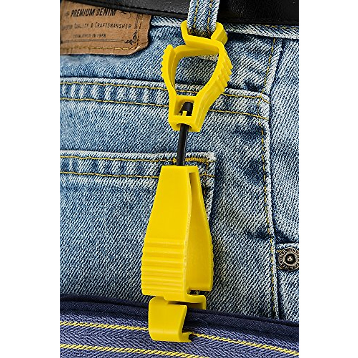 Glove Guard 1939YW Clip, Yellow with Think Safety Imprint, Made in the USA