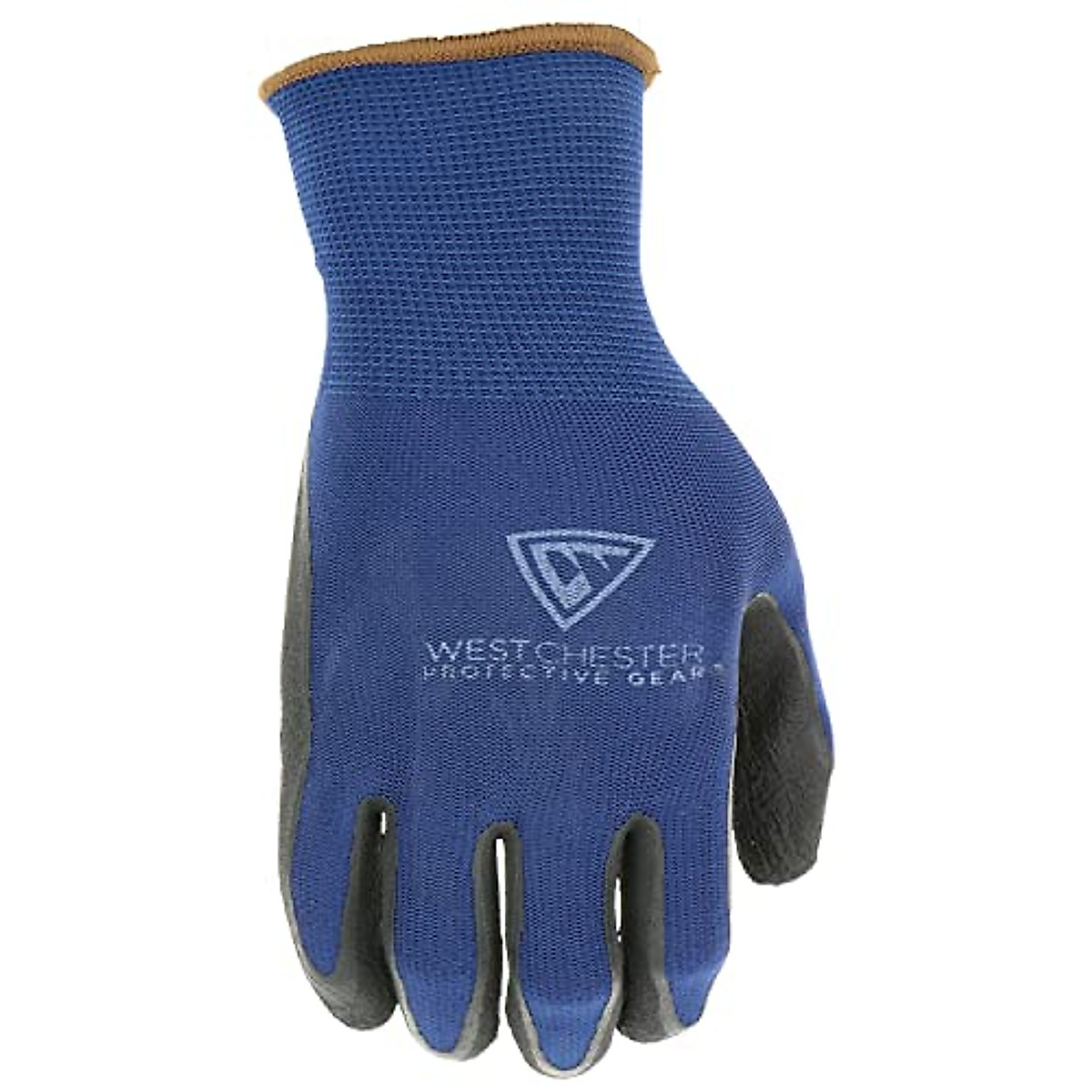 West Chester Men's High Dexterity Polyester Shell with Latex Coated Palm Work Glove, Abrasion Resistant, Strong Grip, Blue/Black, X-Large (30600-XL)