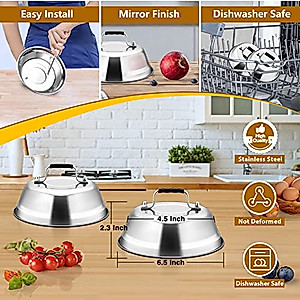 4Pcs Melting Domes, Joyfair 6.5 Inch Small Cheese Basting Covers, Stainless Steel Outdoor Griddle Dome For BBQ Flattop Grilling Cooking Steaming Teppanyaki, Heavy Duty & Dishwasher Safe