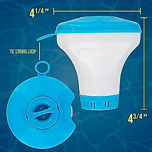 U.S. Pool Supply Spa, Hot Tub, Small Pool, 4-1/2" Diameter Floating Chlorine & Bromine Chemical Dispenser with 120° F Thermometer, Holds 1" or 1-1/2" Tablets - Adjustable Chemical Delivery