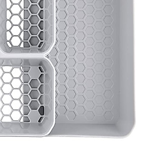 Spectrum Diversified Hexa 5-Divider Silverware Buildup-Resistant Drawer Organizer & Utensil Holder with Locking Expandable Wings, Easy-to-Clean Modern Kitchen Storage & Cutlery Tray, Stone Gray