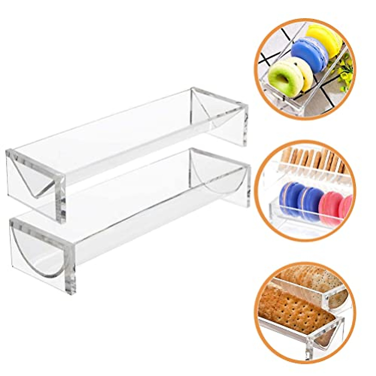 iplusmile Serving Trays Clear Tray for Serving, 2 Pack Biscuit Holder for Serving Trays, Food Display Dish Stand, Acrylic Serving Tray for Party Charcuterie Board Platter (Square) Table Tray