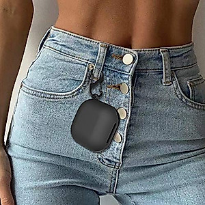 Geiomoo Silicone Carrying Case Compatible with Galaxy Buds2, Galaxy Buds Pro, Galaxy Buds Live, Portable Scratch Shock Resistant Cover with Carabiner (Black)