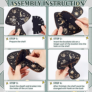 CREATCABIN Crystal Shelf Display Mushroom Wooden Wall Crystal Shelf Rustic Floating Shelves Dowsing Pendulum Holder Stand Witchy Stuff Storage Display for Hanging Rock Gemstone Spiritual 6.96x5.91Inch