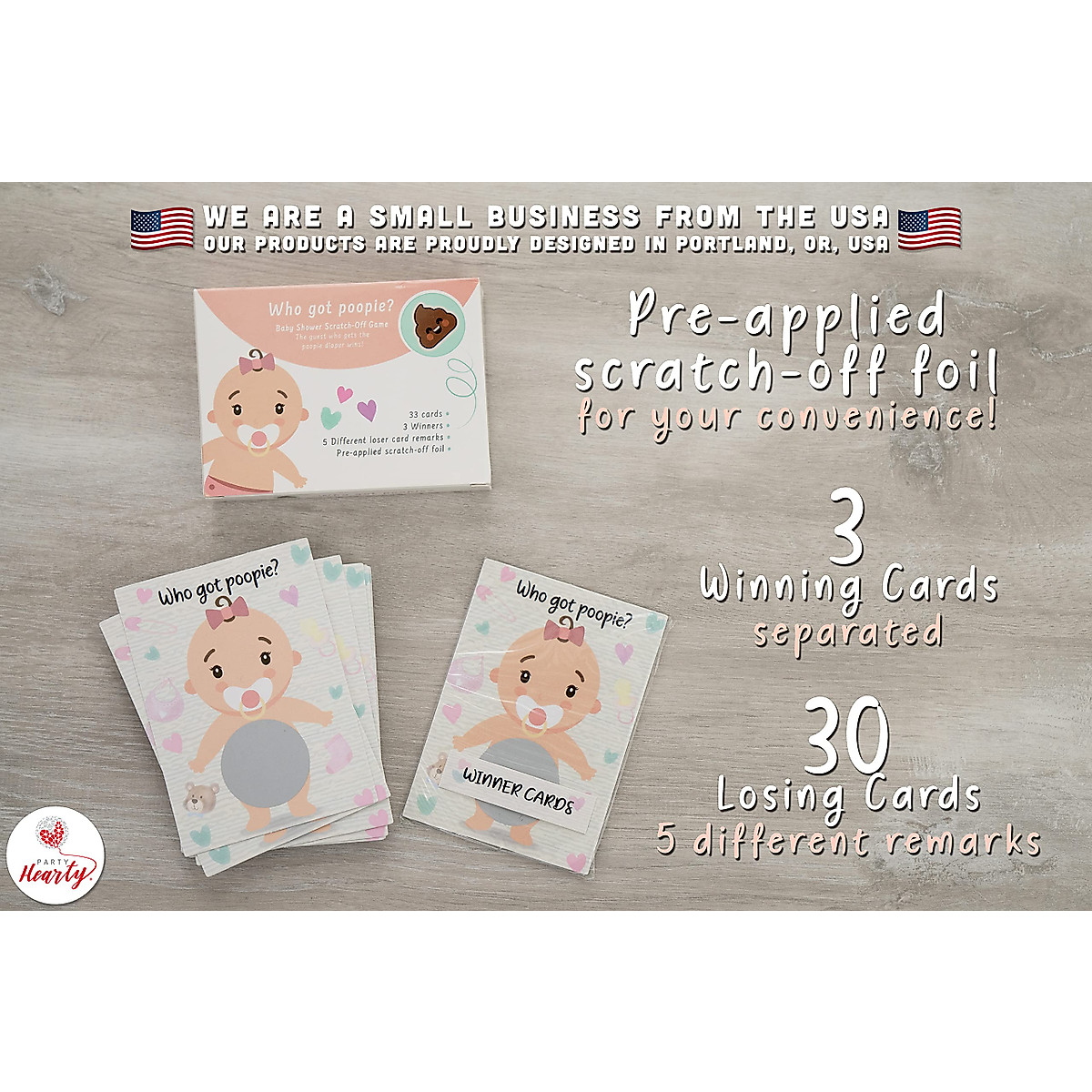 Party Hearty Baby Shower Games for Girl, 33 Poopie Emoji Scratch Off Lottery Tickets, Baby Games Ideas, Scratch Off Game