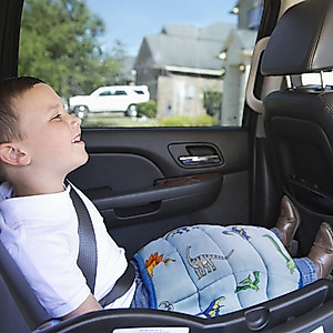 MAXTID Weighted Lap Pad for Kids 5 Pound Travel Size Mini Weighted Lap Blanket Blue Dinosaur 16"x22" for Kids Boys Sensory Gifts