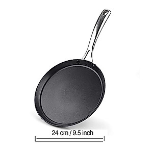 Cooks Standard Nonstick Hard Anodized 9.5-inch 24cm Crepe Griddle Pan, Black