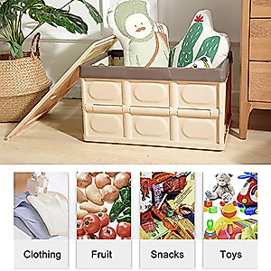 Lidded Storage Bins 2 Pack 30L Collapsible Storage Box Crates Plastic Tote Storage Box Container Stackable Folding Utility Crates for Clothes, Toy, Books,Snack, Shoe, and Grocery Storage Bin