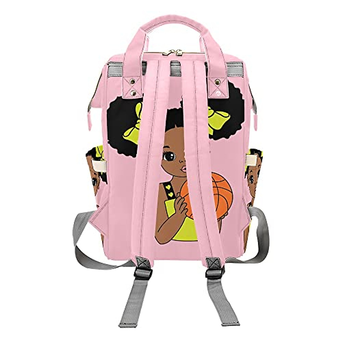 Custom Pink Basketball Girl Diaper Bag with Name Backpack Large Capacity Baby Bag for Women Men Mother Dad Gifts