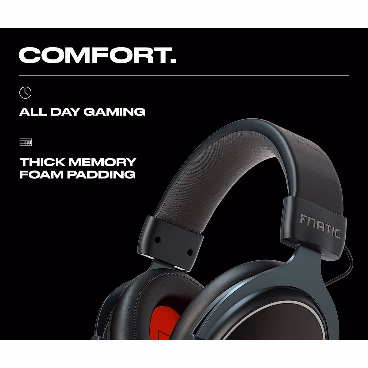 Fnatic REACT+ Gaming Headset for Esports with 53mm Drivers, Precise 7.1 Surround Sound and Advanced USB Sound Card, [Windows compatible], Metal Frame, Broadcaster Detachable Microphone, 3.5mm Jack