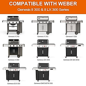 Upgrade Griddle Inserts and Grate for Weber Genesis II 300 Grills, Flat Top Griddle Kit for Weber Genesis II E-310 E-315 E-330 E-335 S-310 S-335 LX S/E-340, Part for Weber 6788 Full-Size Griddle