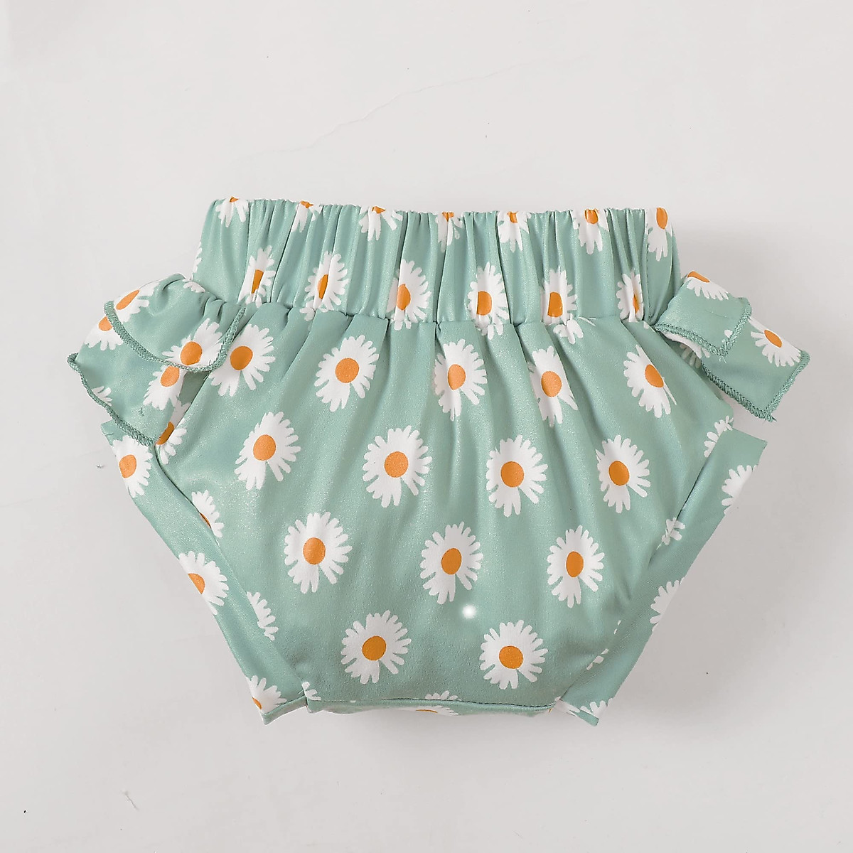 Newborn Baby Girl Clothes Infant Short Ruffle Romper Floral Pants Baby Girl Summer Outfits (Green, 3-6 Months)