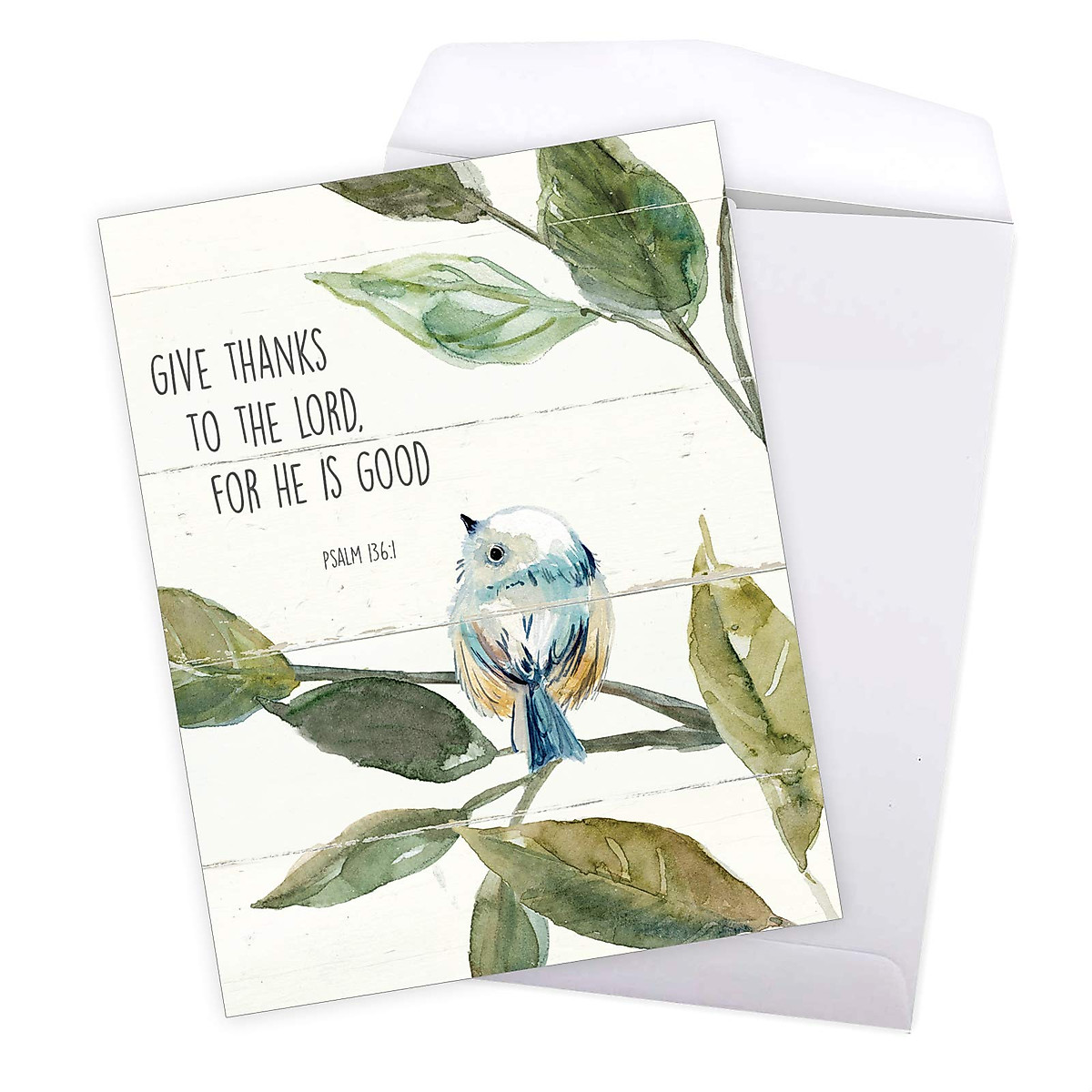The Best Card Company - 1 Beautiful Thank You Card (8.5 x 11 Inch) - Pretty Flowers, Floral Gratitude Stationery Notecard with Envelope - Scripture Birds J7108ETYG
