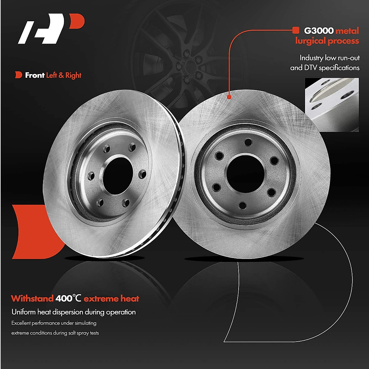 A-Premium 11.65 inch (296mm) Front Vented Disc Brake Rotors + Ceramic Pads Kit Compatible with Select Nissan and Suzuki Models - Frontier 2005-2019, Pathfinder 2005-2012, Xterra 05-15, Equator 09-12