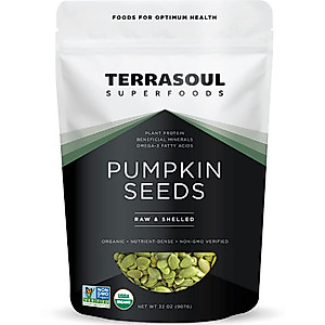 Terrasoul Superfoods Organic Pumpkin Seeds, 2 Lbs - Premium Quality, Shelled, Raw, Unsalted