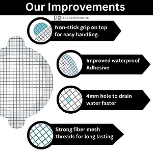 30 Pack, Disposable Shower Drain Hair Catcher Mesh Stickers, Disposable Hair Catchers for Shower Drain, Bathroom, Bathtub - SPACEORGANIZE