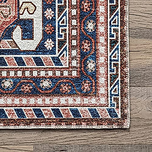 nuLOOM Nevaeh Machine Washable Bohemian Medallion Area Rug, 9' x 12', Blue