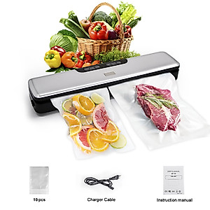 Flyfox Vacuum Sealer Machine - Strong, Multi-functional, and Fast Compact for Multi Food Storage with Low Noise, includes Vac, Sealer, Meat, Dry, Soft, 5 Modes with Vacuum Seal Bags