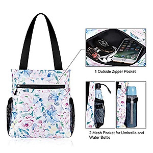 Women Tote Bag Girls Floral Shoulder Purse Beach Hand Bag with Zipper Pockets for Daily Travel Work School Yoga (Fantasy Bloom)