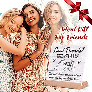 Friend Gifts for Women, Friendship Gifts for Women Friends, Birthday Gifts for Bestie Friends Sister, Long Distance Friendship Gifts, Friend Plaque with Wooden Stand