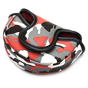 SHABIER Unisex Golf Headcover Flag Pattern Half Golf Putter Headcover White Golf Clubs Putter Head Cover (Small Round red)