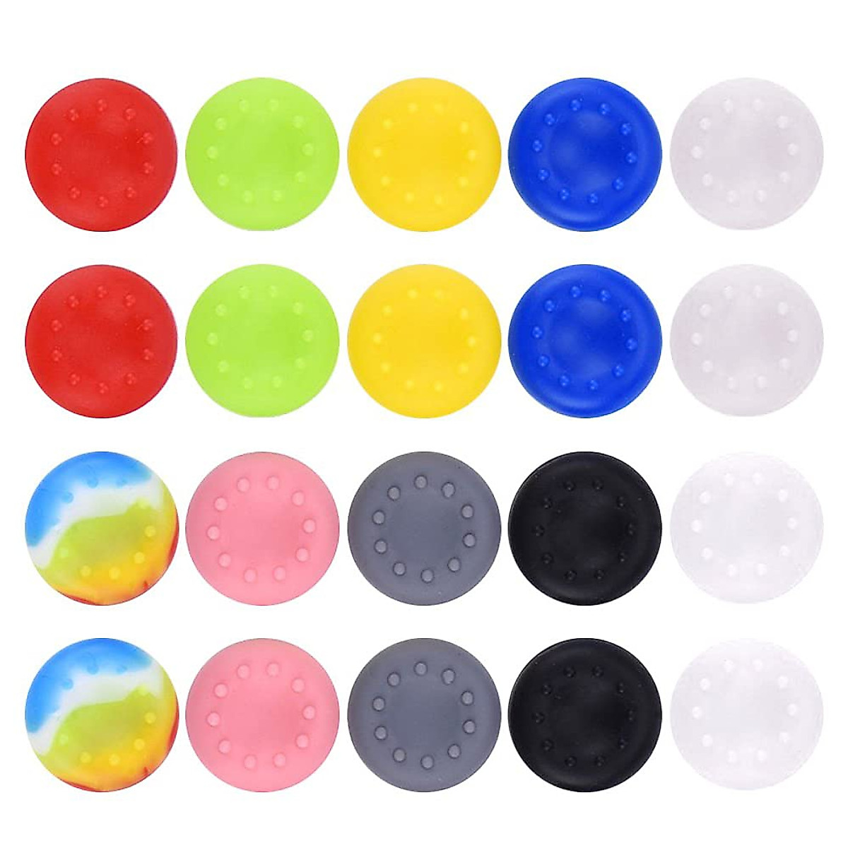 MauSong 20 Pieces Silicone Thumb Grips Caps Thumb Stick Protect Cover Replacement Parts Compatible with Xbox One, PS4 Controllers, Multi-Color