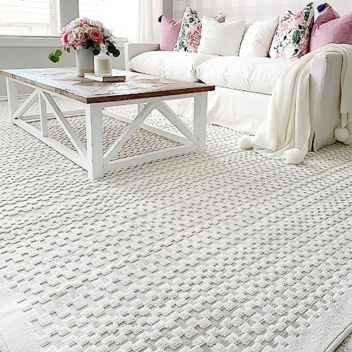 My Texas House Quail Hallow Rug - 3'11" X 5'5" Rectangle In Natural, High-Low, Geometric Design, Indoor Outdoor Patio And Home Decor