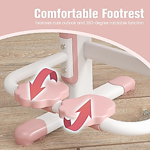 Costzon Kids Desk Chair, Height Adjustable Student Study Task Chair with Double Back Support, Rotatable Footrests, Mesh Ergonomic Office Chair, Kids Computer Chair for Boys Girls Bedroom School, Pink