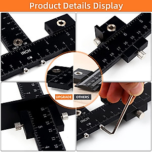 Cabinet Hardware Jig, Adjustable Drill Guide Template Tool with Extensions for Oversized Handles, Accurate for Door Drawer Front Knobs Handles and Pulls,All Aluminum Alloy
